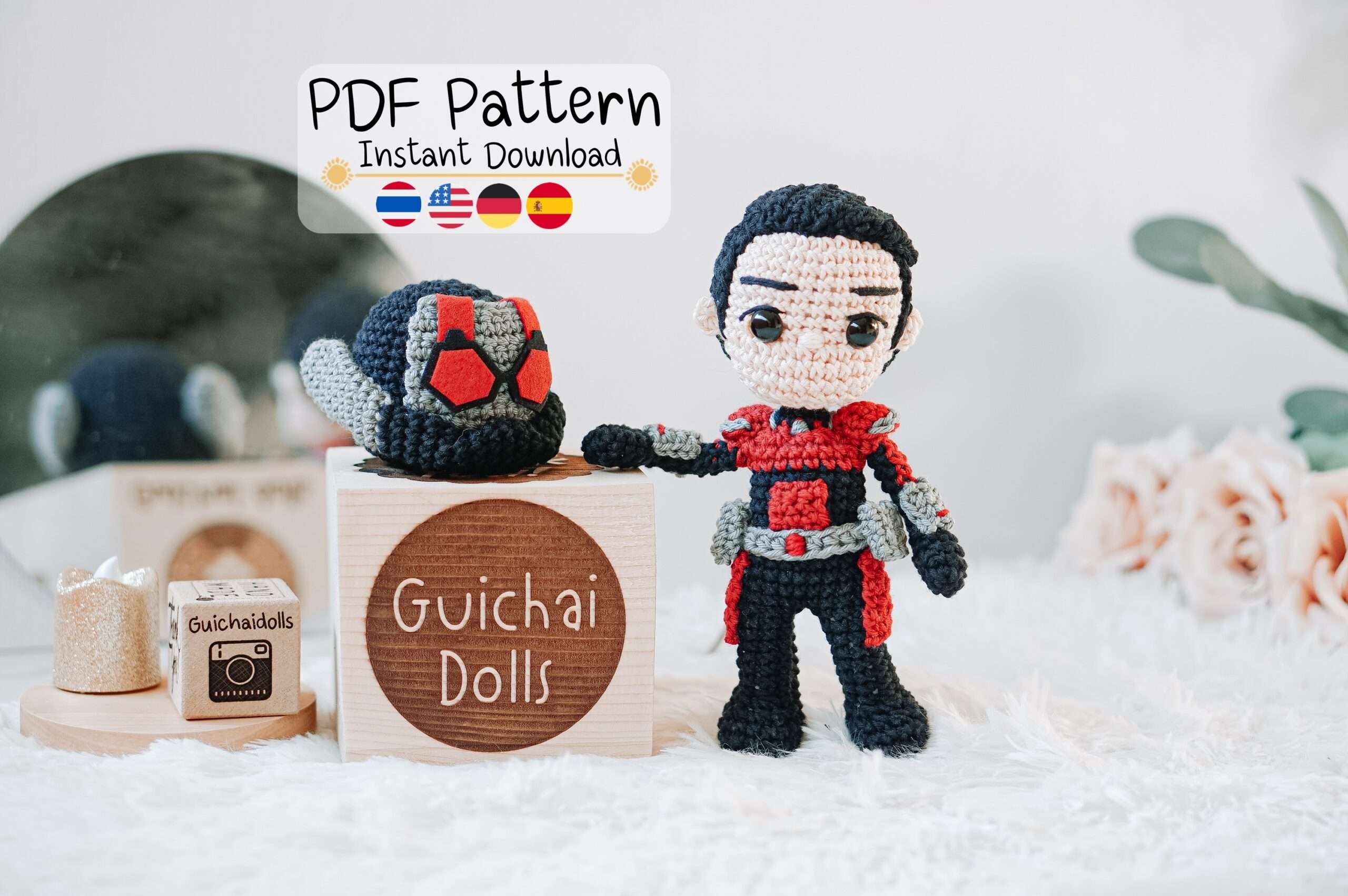 Ant Man Crochet Pattern, Amigurumi Pattern, Photo Tutorial - Guichai Dolls